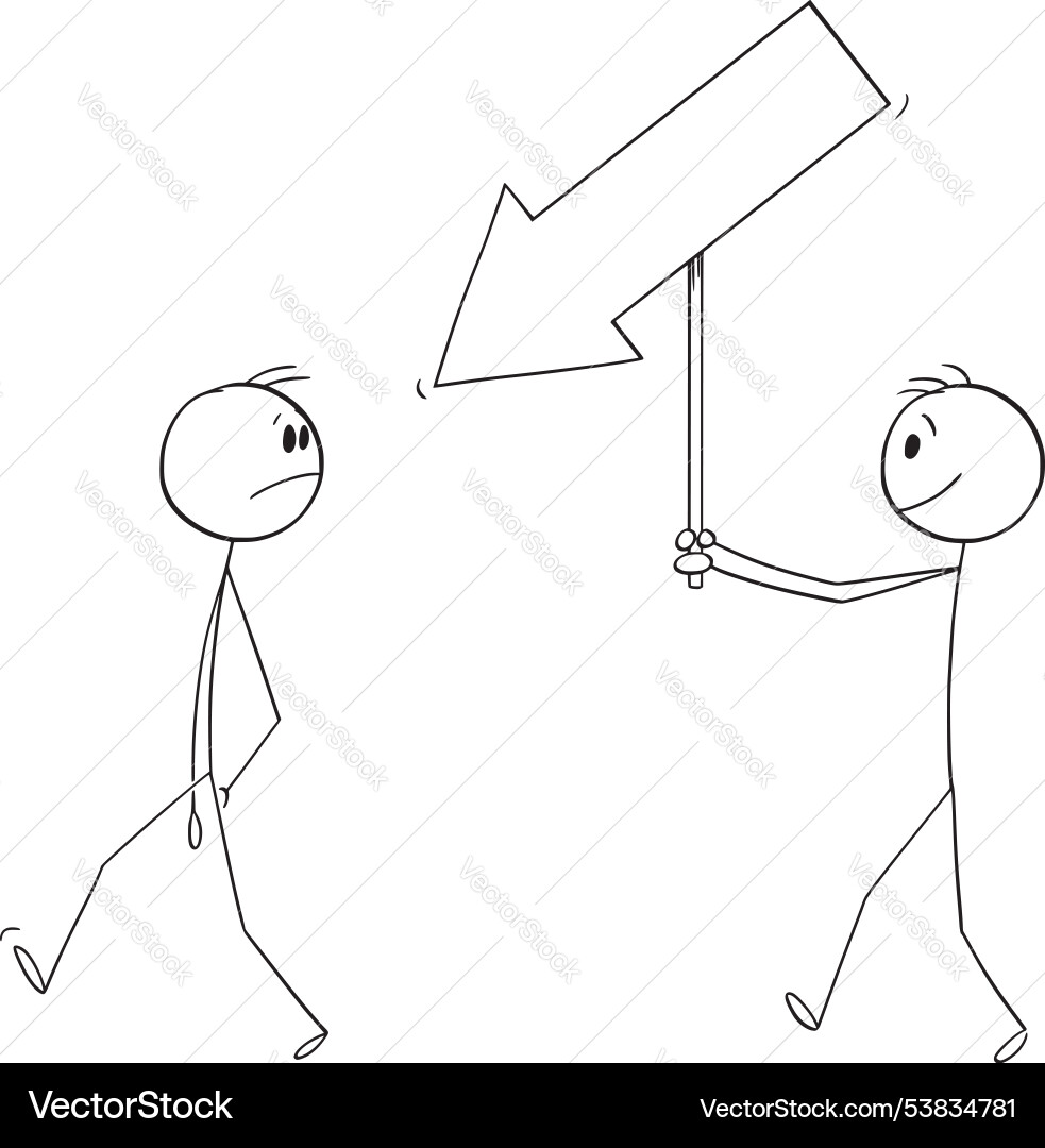 Person holding arrow pointing at another Vector Image