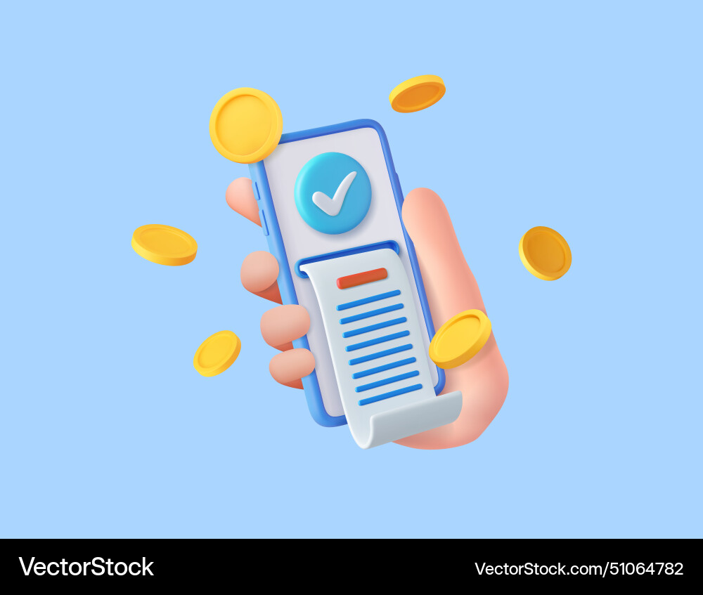 3d pay money with mobile phone banking online Vector Image