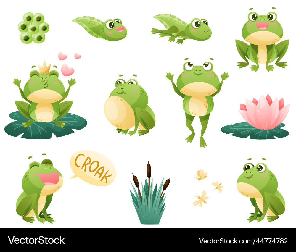 Cute Leaping Green Frog Royalty Free Vector Image
