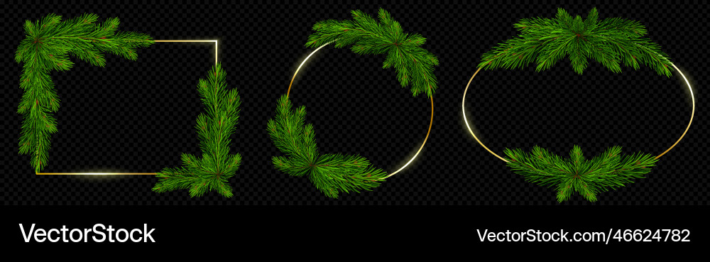 Realistic christmas pine tree branch frame Vector Image