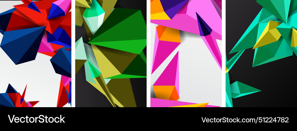 Set of triangle geometric low poly 3d shapes Vector Image