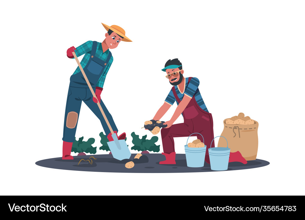 Agricultural work cartoon farmers working Vector Image