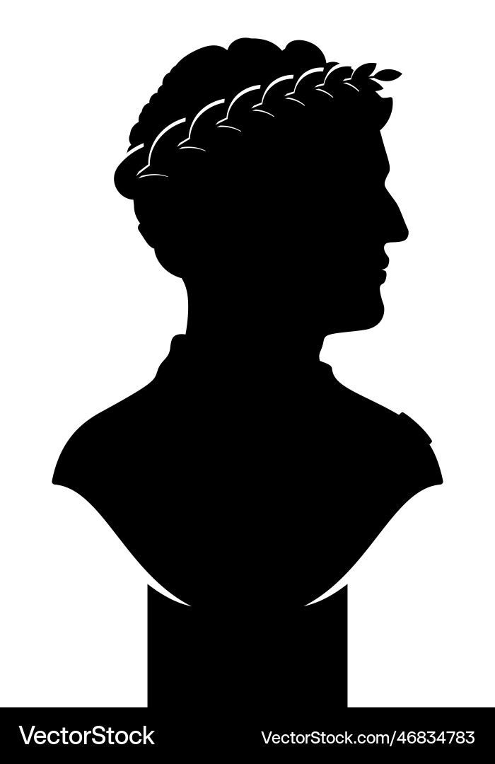 Bust statue of caesar black silhouette Royalty Free Vector