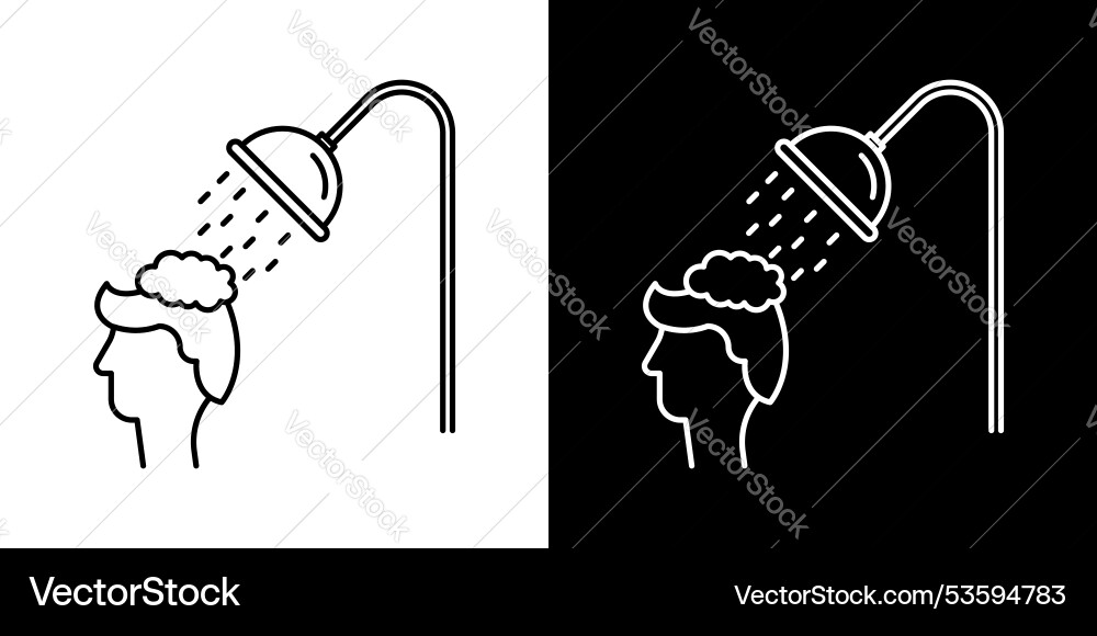 Hair washing thin line icon set Royalty Free Vector Image