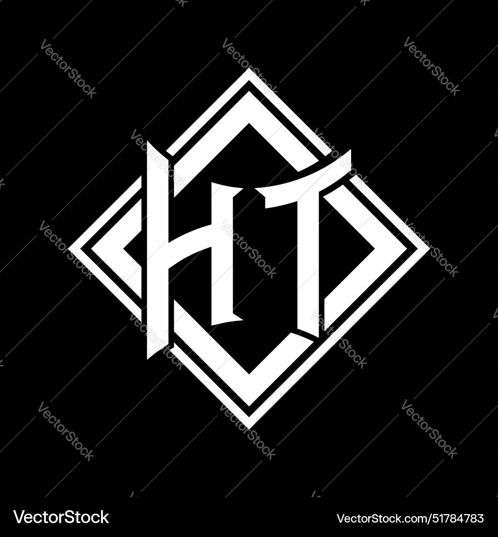 Ht letter logo abstract shield shape with square Vector Image
