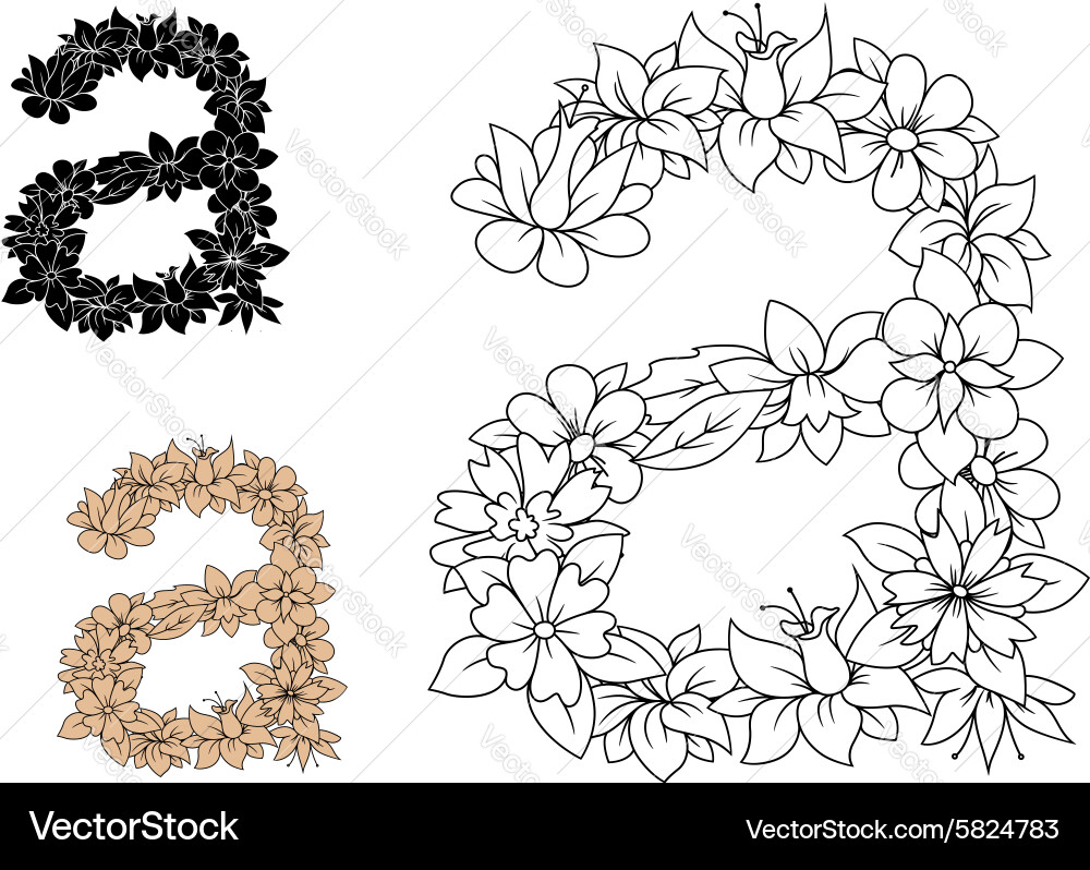 Isolated lowercase floral letter Royalty Free Vector Image
