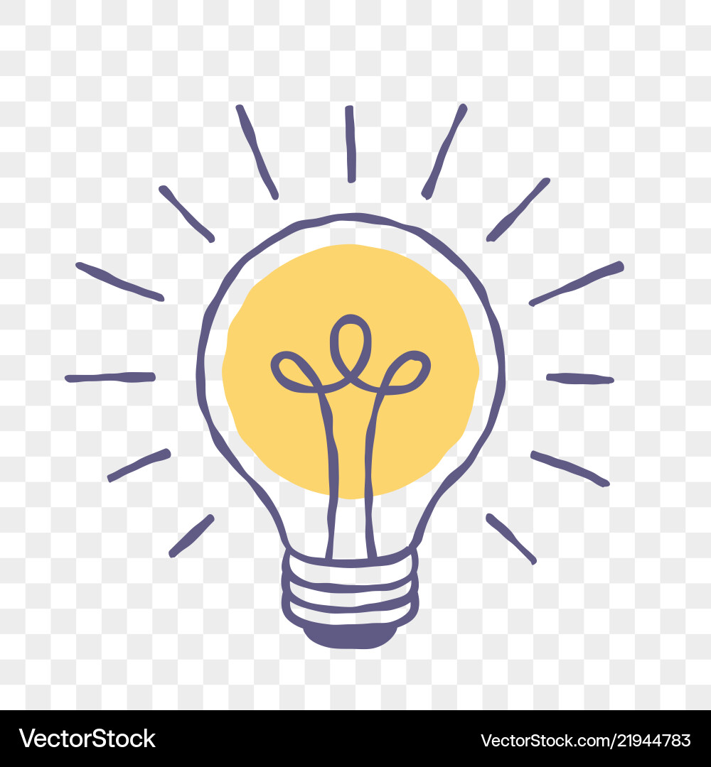 Lamp idea lightbulb doodle sketch icon Royalty Free Vector