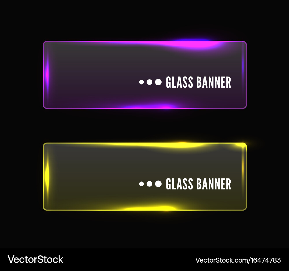 Modern transparent glass banner set Royalty Free Vector