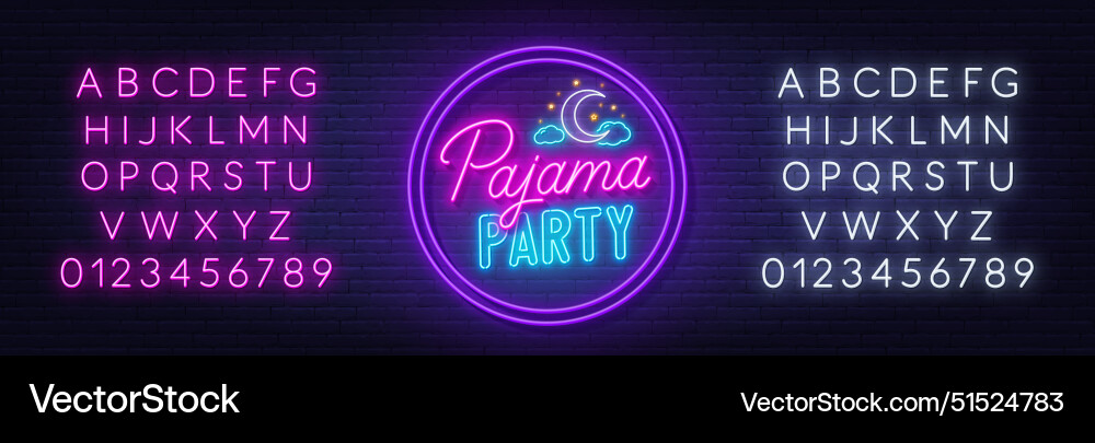 Pajama party sign on brick wall background Vector Image
