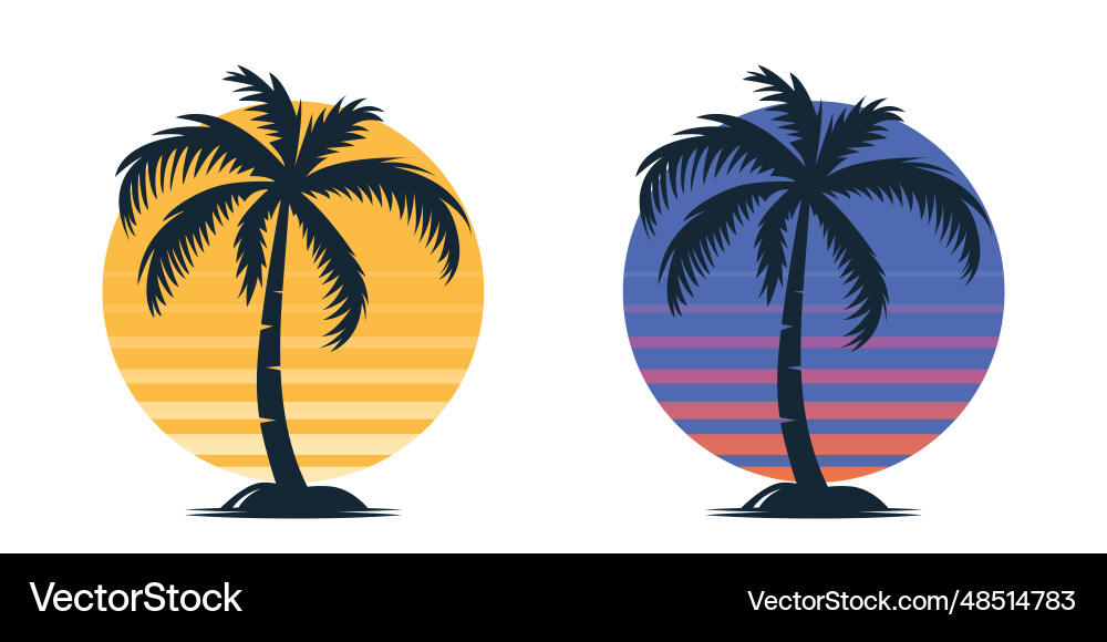 Palm trees tree icon set isolated Royalty Free Vector Image