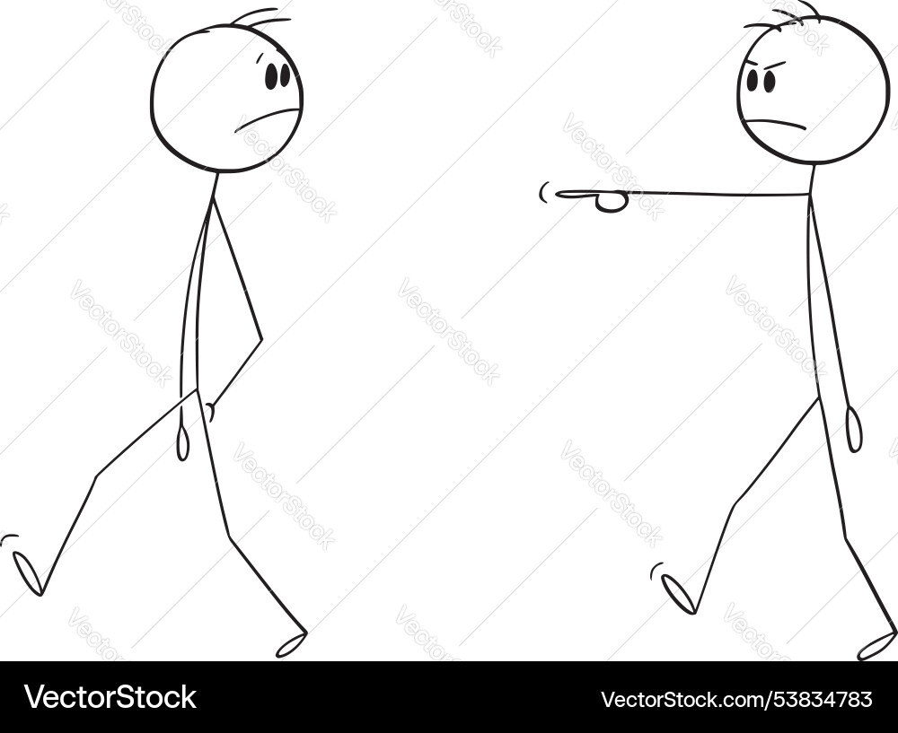 Person pointing at another cartoon stick Vector Image
