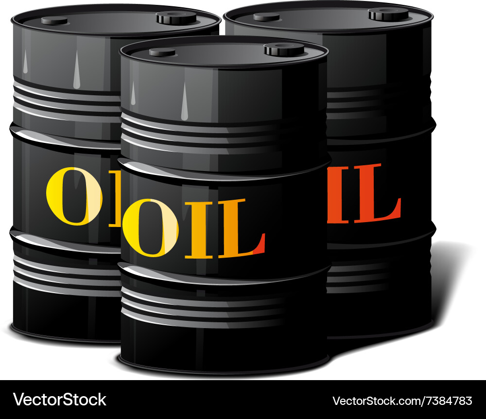 Three barrels of oil Royalty Free Vector Image