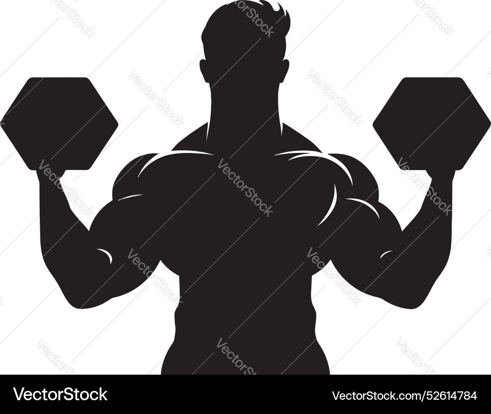 Body beast black muscle man logo element power Vector Image