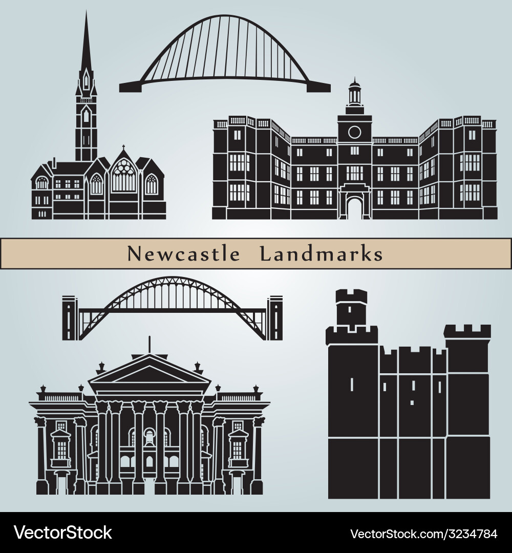 Newcastle landmarks and monuments Royalty Free Vector Image