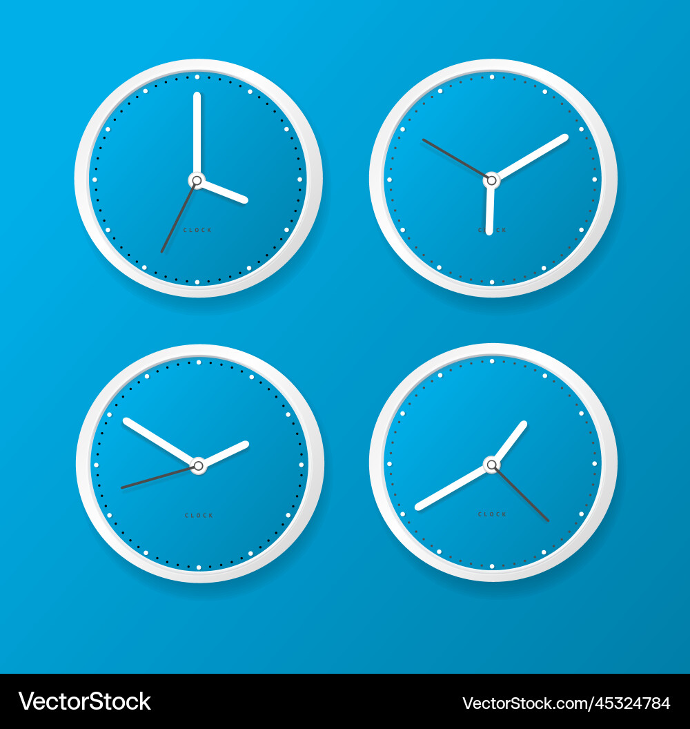 Realistic detailed 3d clock airport different time