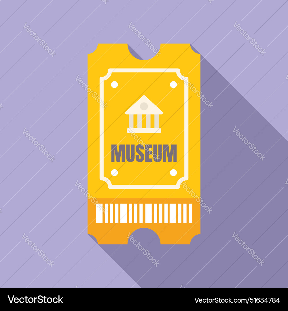 Yellow museum ticket allowing entry for viewing Vector Image