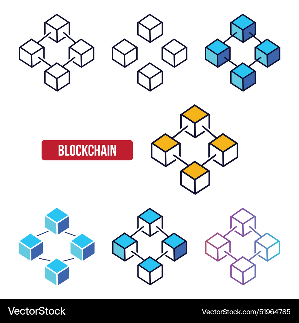 Blockchain icon flat Royalty Free Vector Image