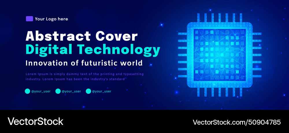 Digital technology poster cover cpu chip blue Vector Image