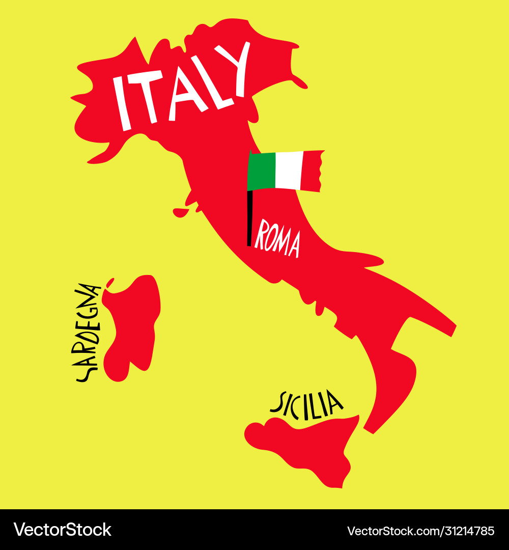 Hand drawn stylized map italy travel Royalty Free Vector