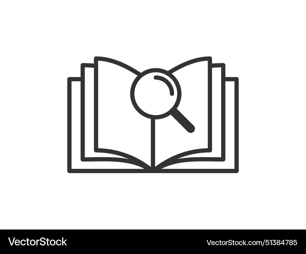 Icon with book and a magnifying glass for search Vector Image
