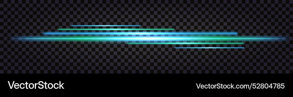 Neon glowing laser beam light glow effect teal Vector Image