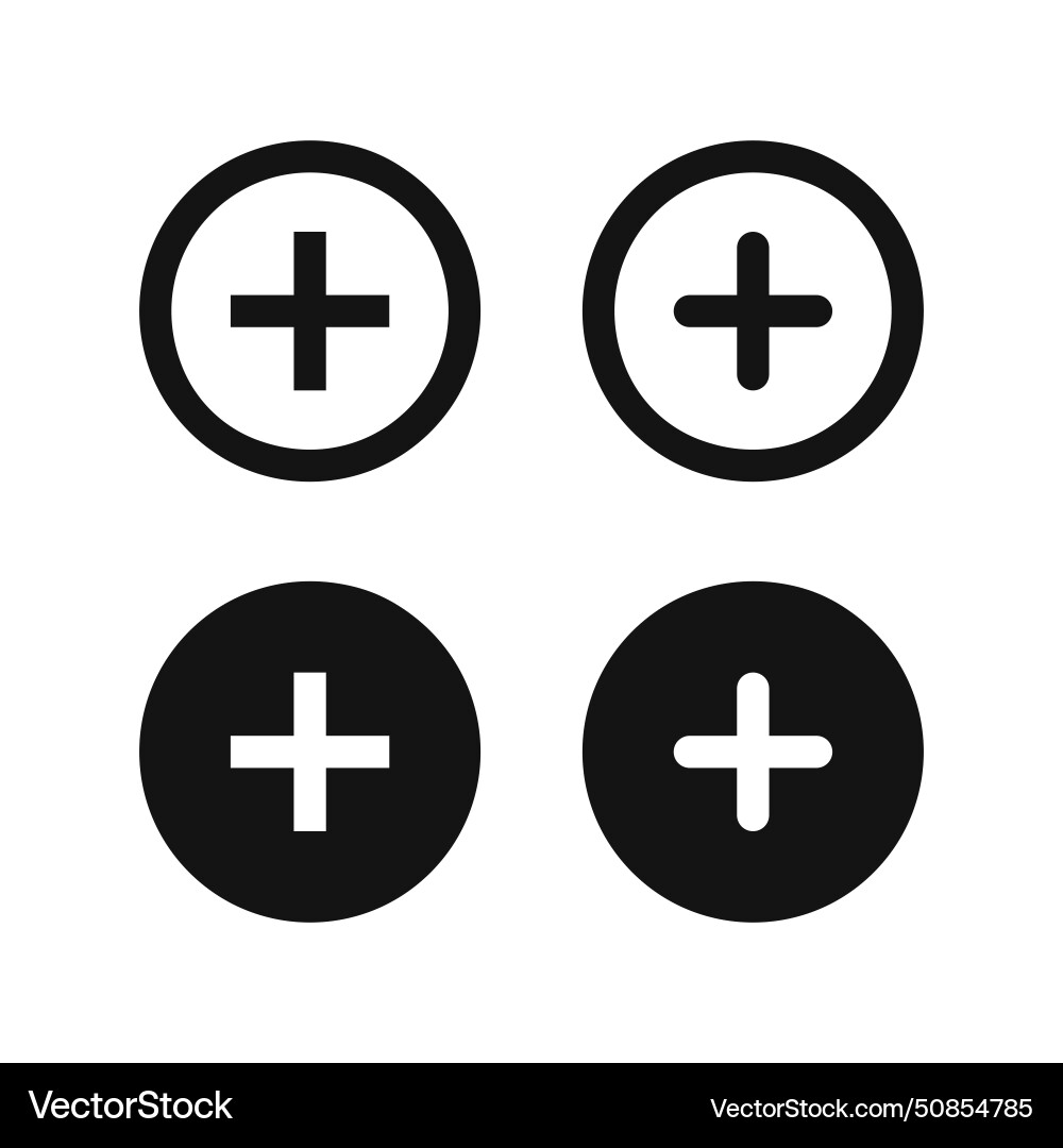 Plus icon set and add or medical Royalty Free Vector Image