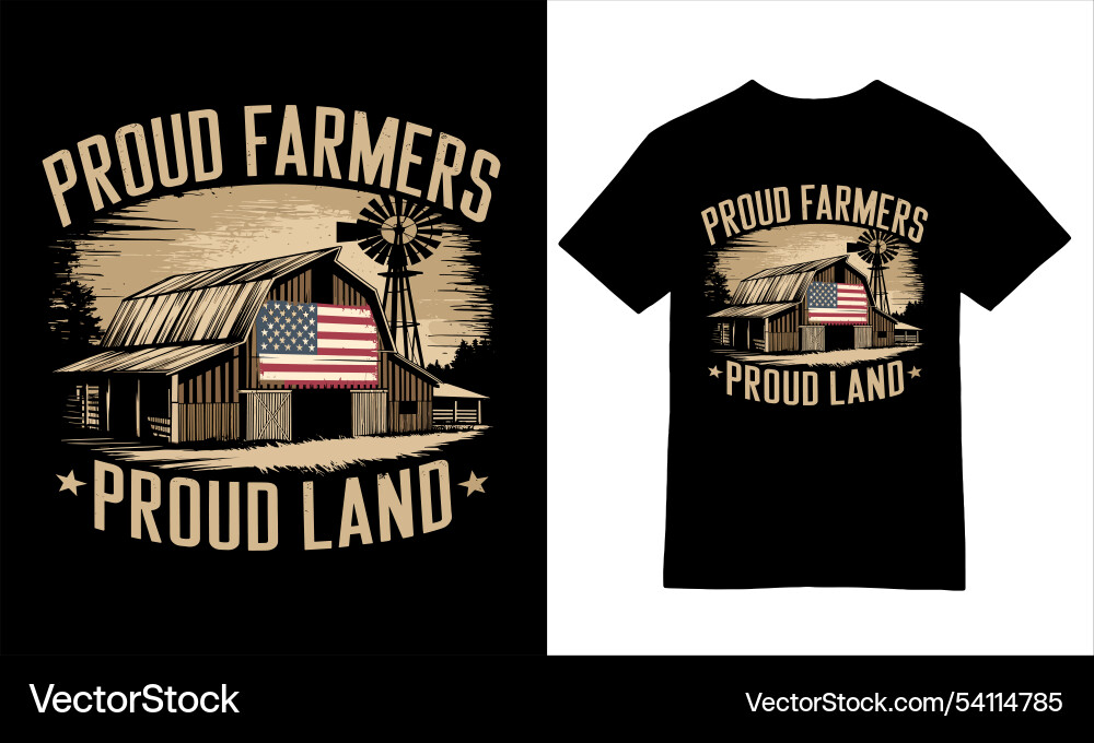 Rustic barn and american flag t-shirt design Vector Image