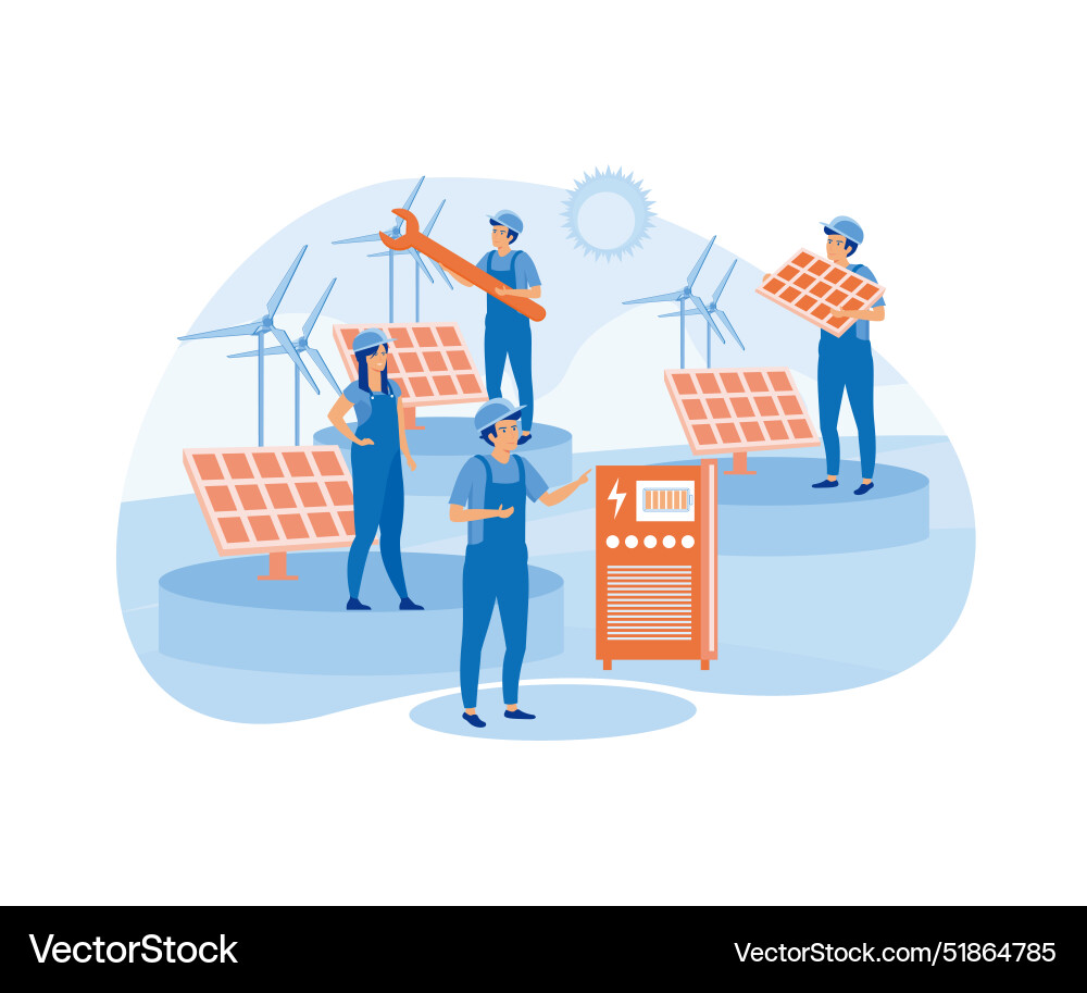 Solar energy system concept installing Royalty Free Vector