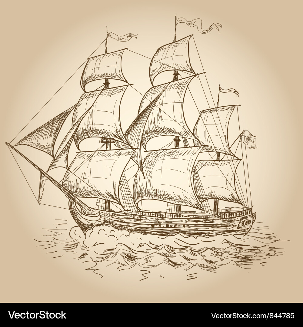 Vintage sailboat Royalty Free Vector Image - VectorStock