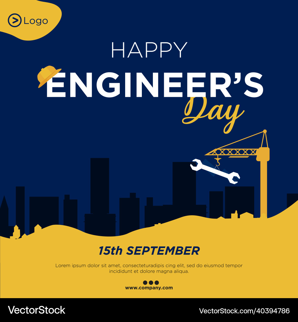 Banner design of happy engineers day Royalty Free Vector