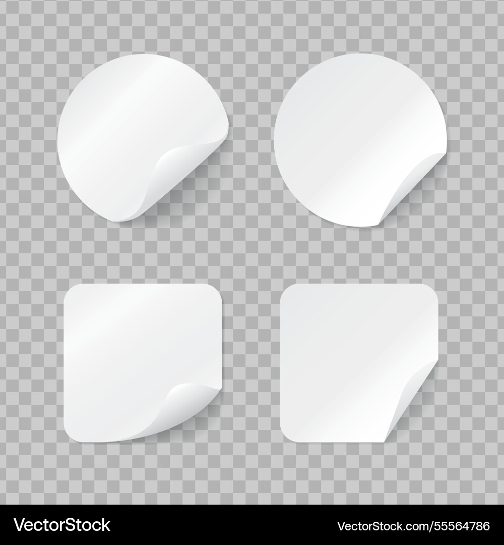 Blank round and square adhesive stickers mock up Vector Image