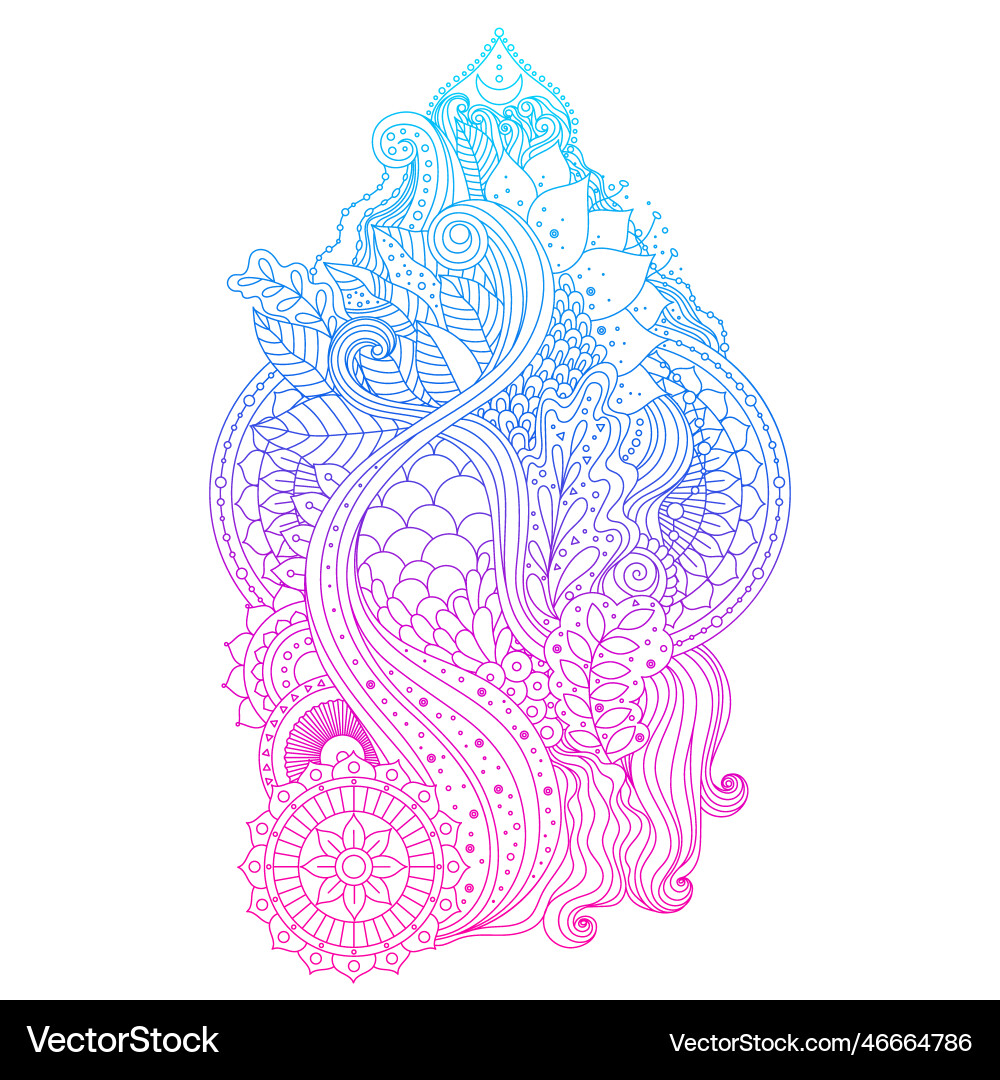 Blue and pink floral element Royalty Free Vector Image