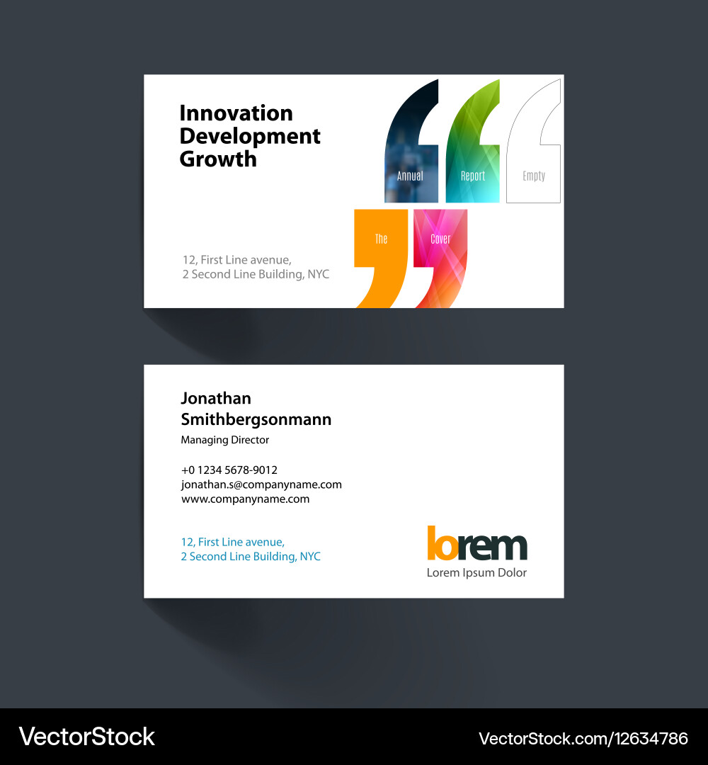 Business card template with quotes commas Vector Image