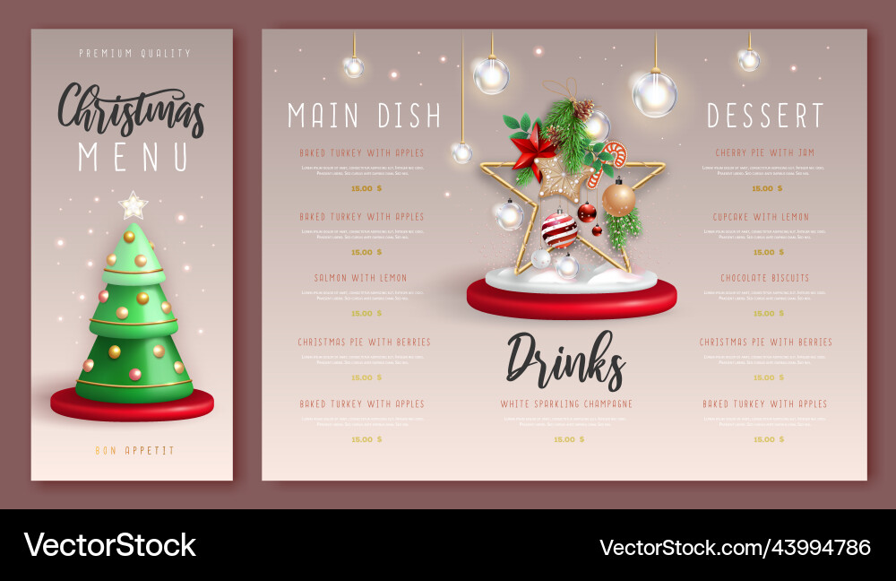 Christmas holiday restaurant menu design Vector Image
