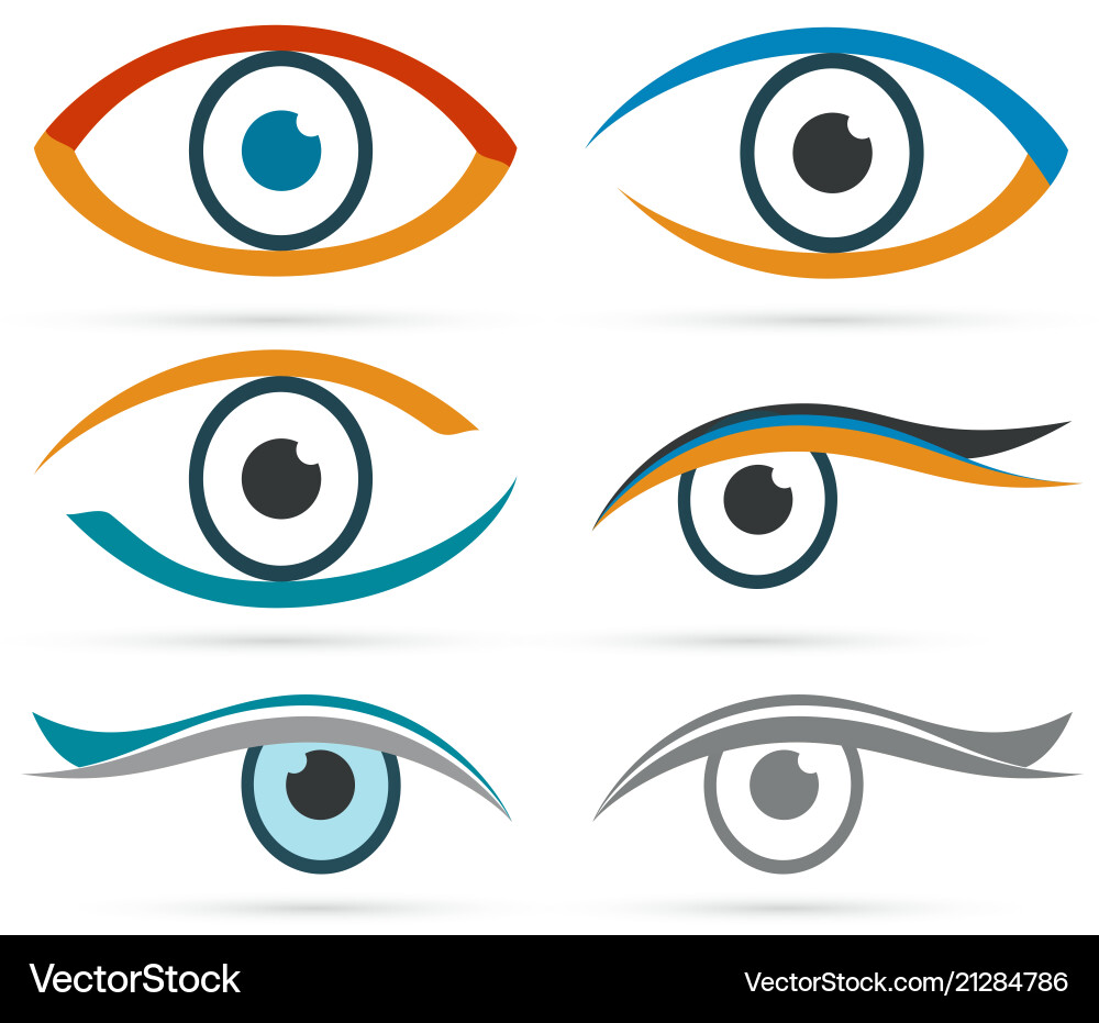 Colorful icons eye set for design Royalty Free Vector Image