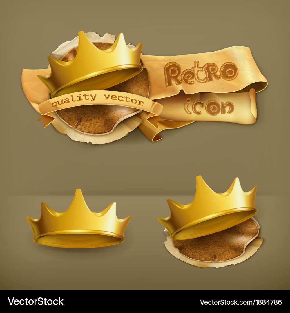 Golden crown icon Royalty Free Vector Image - VectorStock