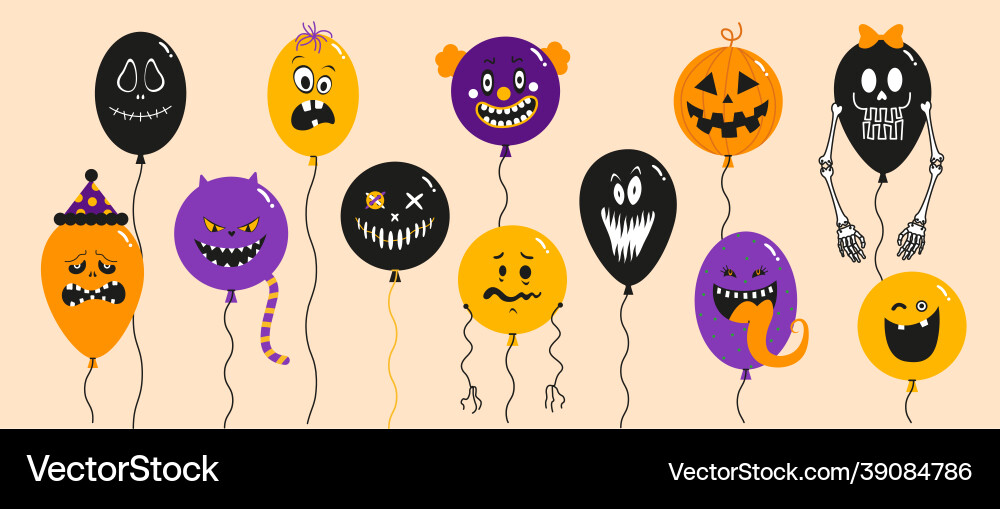 Halloween balloons party concept set Royalty Free Vector