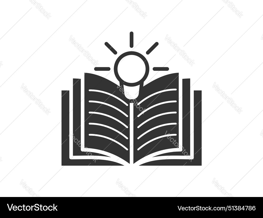 Library theme icon with book light bulb Royalty Free Vector