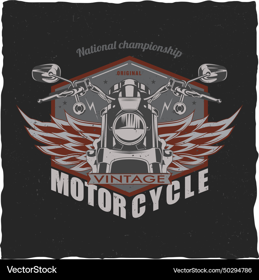 Motorcycle t-shirt label design Royalty Free Vector Image