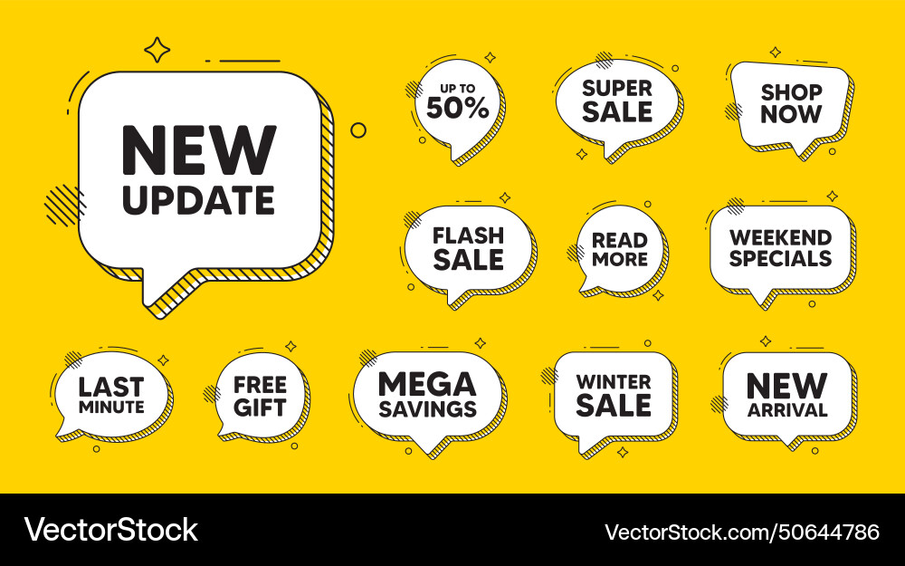 New update icon special offer sign speech Vector Image