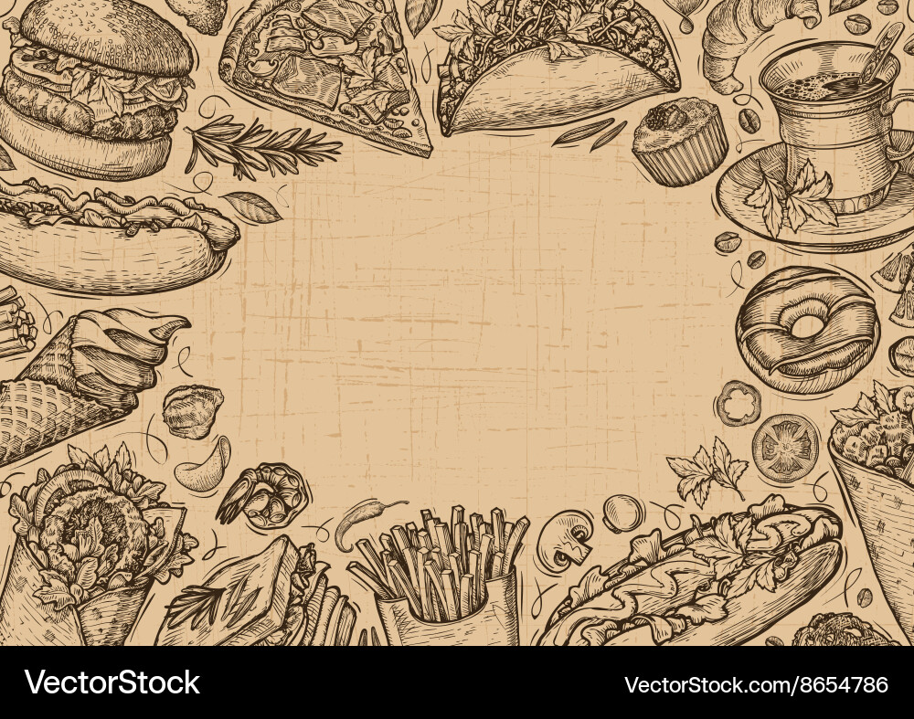 Retro Fast Food Menu Template Royalty Free Vector Image