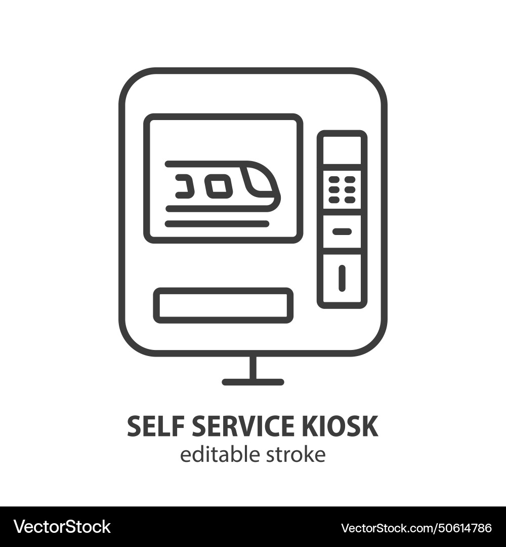 Self service kiosk line icon Royalty Free Vector Image