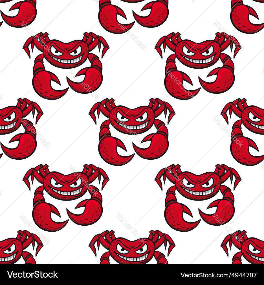 Angry Red Crab Pattern Royalty Free Vector Image