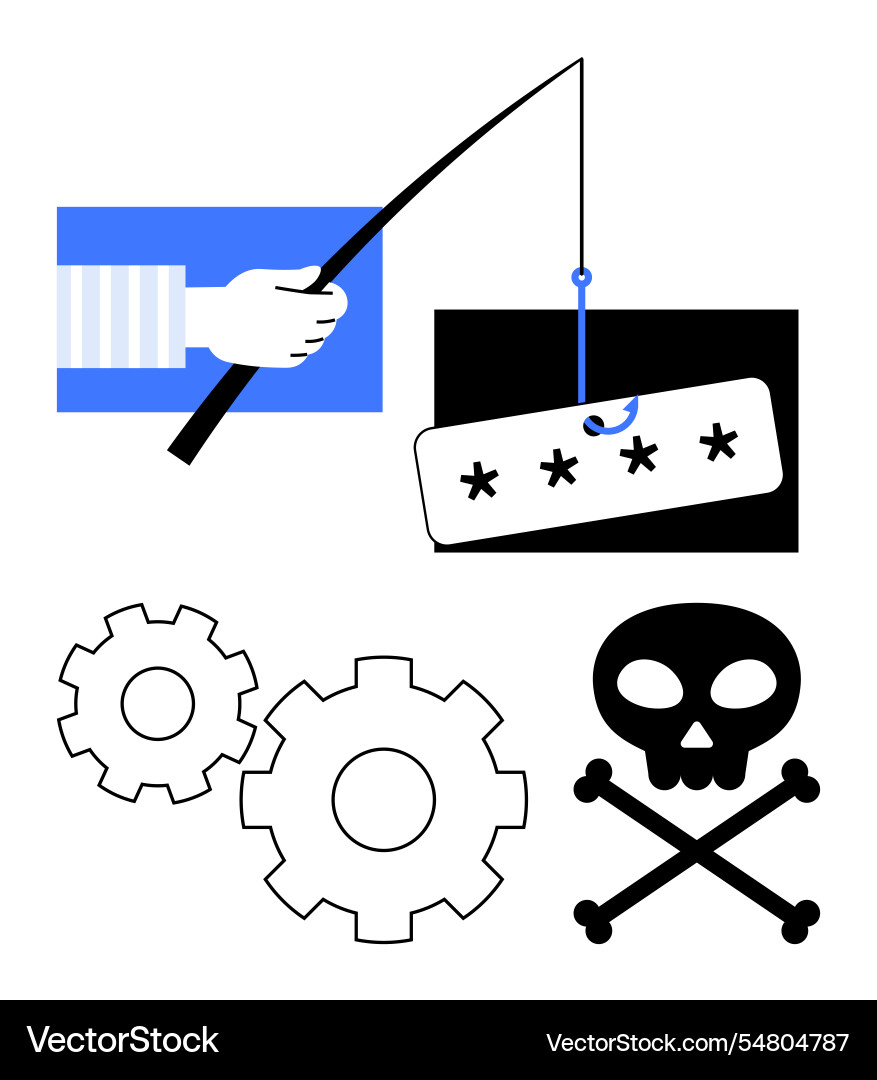 Cybersecurity risks phishing threat and system Vector Image
