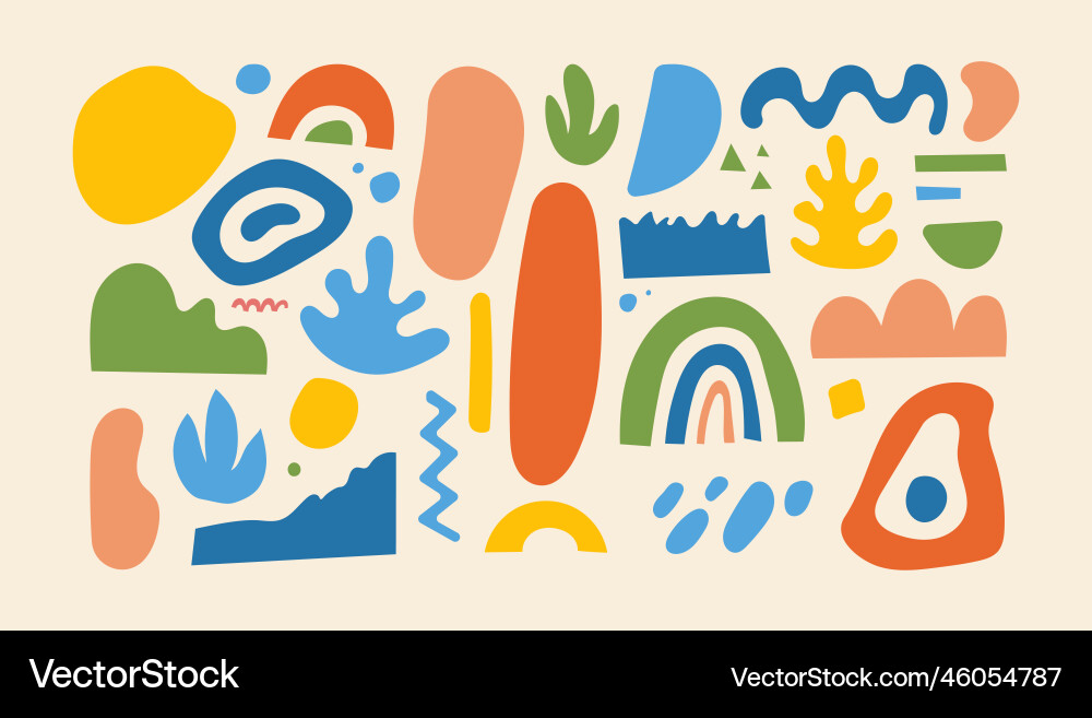 Hand drawn various colorful shapes and doodle Vector Image