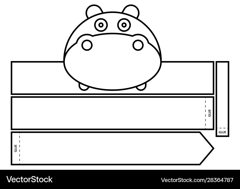 Hippopotamus coloring headband Royalty Free Vector Image