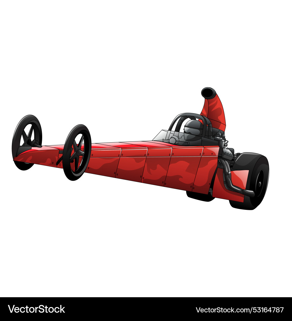 Red drag racing car with black strip Royalty Free Vector