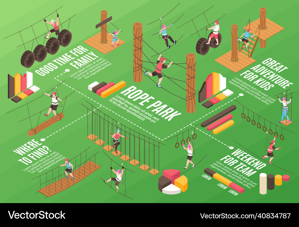 Rope park horizontal infographics background Vector Image