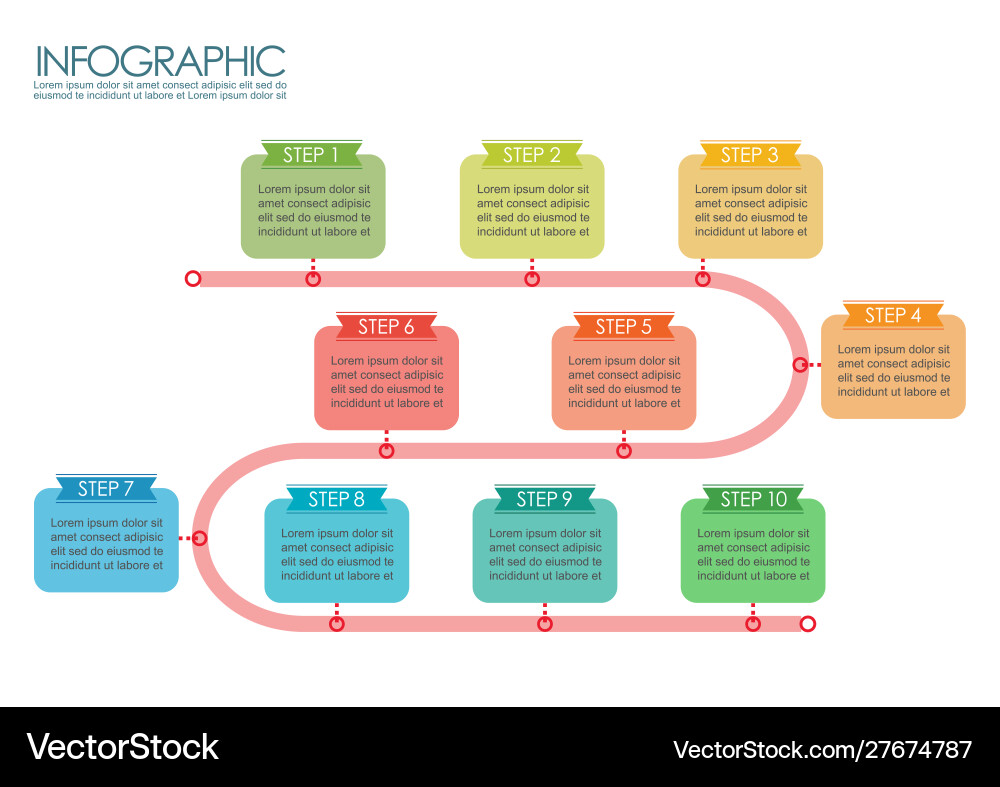 Timeline step template infographic Royalty Free Vector Image