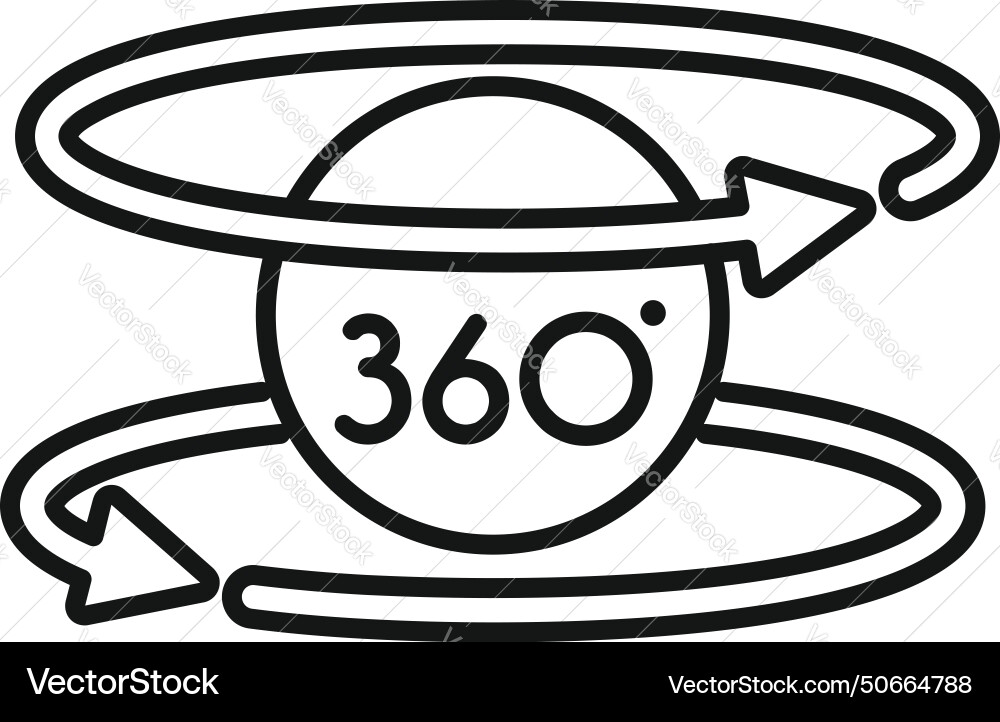 360 degree footage icon outline virtual Royalty Free Vector